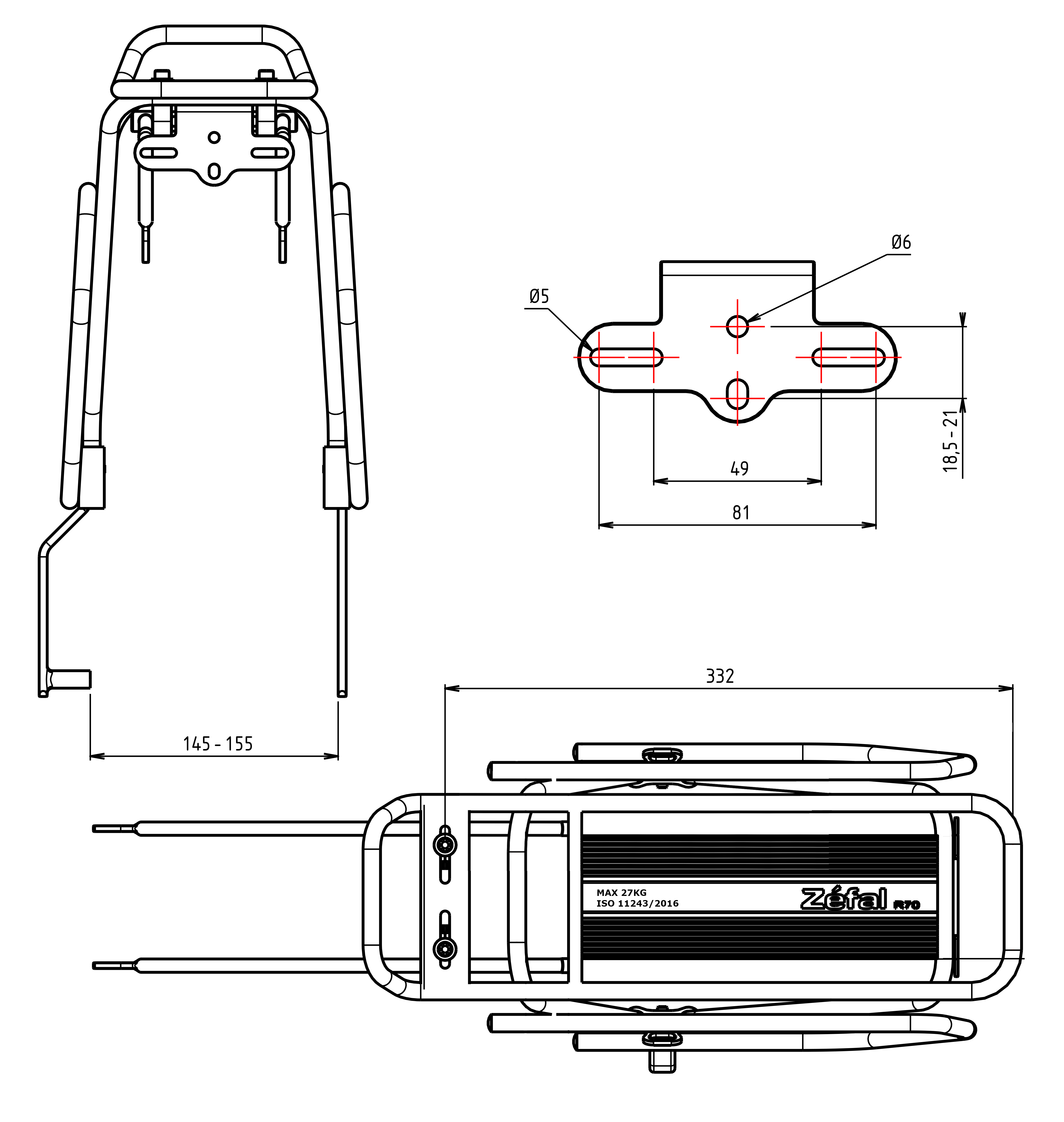 Zéfal - RAIDER R70 - Bike universal rear rack